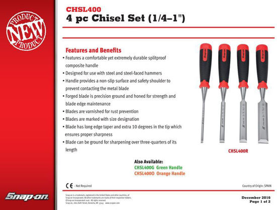 Snap-on Africa Online Store. CHSL400 4pc Chisel Set (1/4 - 1")